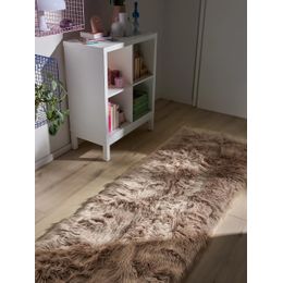 benuta Pop Waschbarer Hochflor Shaggyteppich Nanuk Beige 80x240 cm - Bettvorleger f&uuml;r Schlafzimmer
