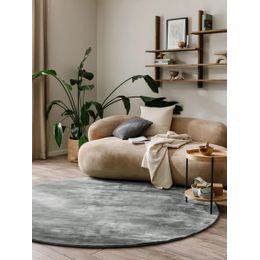 benuta Pure Viskoseteppich Nova Dunkelgrau &oslash; 200 cm - Moderner Kurzflor-Teppich f&uuml;r Wohnzimmer