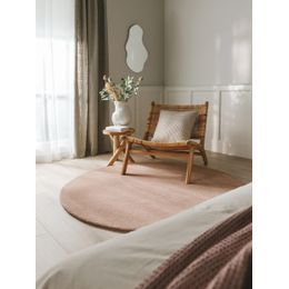 benuta Nest Wollteppich Bent Rosa &oslash; 150 cm rund - Naturfaserteppich aus Wolle