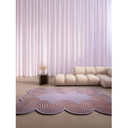 benuta Finest Wollteppich Helix Lila 250x380 cm - Naturfaserteppich aus Wolle