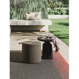 benuta Finest In- & Outdoor-Pouf Noe Grau/Taupe 40x40x43 cm - Teppich f&uuml;r Balkon, Terrasse & Garten