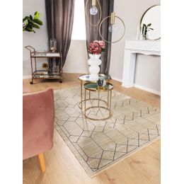 benuta Basic Kurzflor Teppich Daisy Cream 100x150 cm - Moderner Kurzflor-Teppich f&uuml;r Wohnzimmer