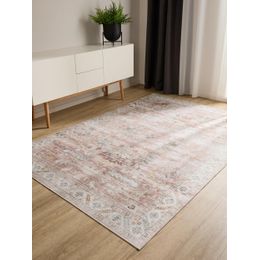 benuta Basic Waschbarer Teppich George Rosa 140x200 cm - Vintage-Stil Teppich im Used-Look