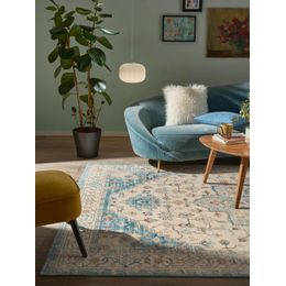 benuta Nest Waschbarer Teppich Miray Multicolor/Blau 120x170 cm - Vintage-Stil Teppich im Used-Look