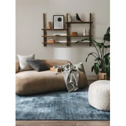 benuta Pure Viskoseteppich Nova Blau 250x350 cm - Moderner Kurzflor-Teppich f&uuml;r Wohnzimmer
