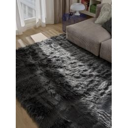 benuta Pop Waschbarer Hochflor Shaggyteppich Nanuk Anthrazit 80x150 cm - Bettvorleger f&uuml;r Schlafzimmer