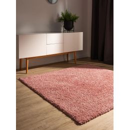 benuta Basic Waschbarer Hochflor Shaggyteppich Soho Rosa 160x160 cm - Hochflor Teppich f&uuml;r Wohnzimmer
