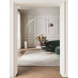 benuta Finest Kurzflor Teppich Gary Cream 200x300 cm - Moderner Kurzflor-Teppich f&uuml;r Wohnzimmer