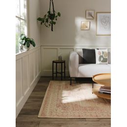 benuta Nest Flachgewebeteppich Frencie Rosa 200x285 cm - Vintage-Stil Teppich im Used-Look