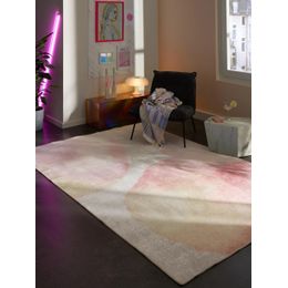 benuta Pop Waschbarer Kurzflor Teppich Luna Beige/Pink 80x150 cm - Moderner Kurzflor-Teppich f&uuml;r Wohnzimmer