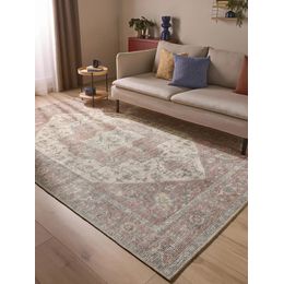 benuta Nest Teppich Lorenzo Cream/Rot 80x150 cm - Vintage-Stil Teppich im Used-Look