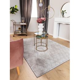 benuta Kurzflor Teppich Daisy Grau 66x110 cm - Moderner Kurzflor-Teppich f&uuml;r Wohnzimmer