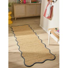 benuta Pop Juteteppich Mambo Blau 80x250 cm - Naturfaserteppich aus Jute