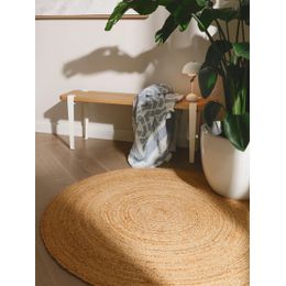 benuta Pure Jutta Hellbraun &oslash; 90 cm rund - Moderner Kurzflor-Teppich f&uuml;r Wohnzimmer