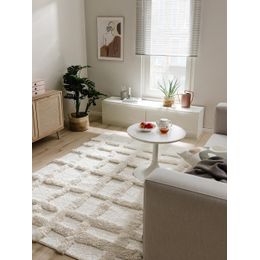 benuta Pop Hochflor Shaggyteppich Tibo Cream 120x170 cm - Hochflor Teppich f&uuml;r Wohnzimmer
