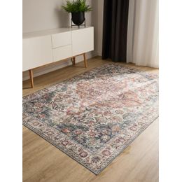 benuta Basic Waschbarer Teppich George Multicolor 200x300 cm - Vintage-Stil Teppich im Used-Look