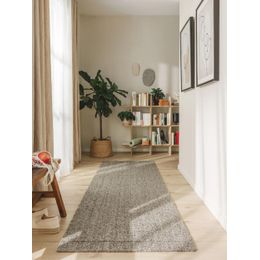 benuta Pure Wollteppich L&auml;ufer f&uuml;r Flur Imke Grau 70x200 cm - Naturfaserteppich aus Wolle