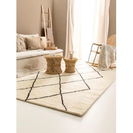 benuta Pure Wollteppich Berber Cream 120x170 cm - Naturfaserteppich aus Wolle