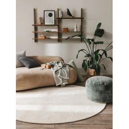 benuta Pure Viskoseteppich Nova Cream &oslash; 120 cm - Moderner Kurzflor-Teppich f&uuml;r Wohnzimmer