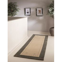 benuta Nest Wollteppich L&auml;ufer f&uuml;r Flur Jamal Beige/Grau 80x300 cm - Naturfaserteppich aus Wolle