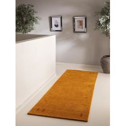 benuta Nest Wollteppich L&auml;ufer f&uuml;r Flur Jamal Gelb 80x250 cm - Naturfaserteppich aus Wolle