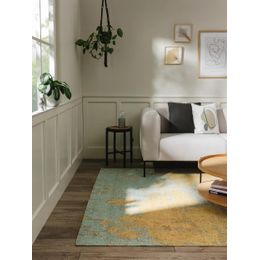 benuta Nest Flachgewebeteppich Frencie Beige/Blau 80x165 cm - Moderner Kurzflor-Teppich f&uuml;r Wohnzimmer