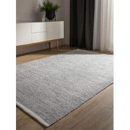 benuta Basic Baumwollteppich Ron Beige/Schwarz 200x290 cm - Moderner Kurzflor-Teppich f&uuml;r Wohnzimmer