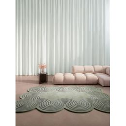 benuta Finest Wollteppich Helix Gr&uuml;n 250x380 cm - Naturfaserteppich aus Wolle