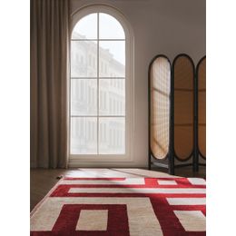 benuta Finest Wollteppich Maze Beige/Rot 160x230 cm