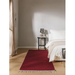 benuta Pop Wollteppich Liv Dunkelrot 80x250 cm - Naturfaserteppich aus Wolle
