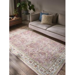 benuta Pop Waschbarer Teppich Laury Rosa 300x400 cm - Vintage-Stil Teppich im Used-Look