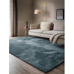 benuta Nest Hochflor Shaggyteppich Soda Blau 120x170 cm - Hochflor Teppich f&uuml;r Wohnzimmer
