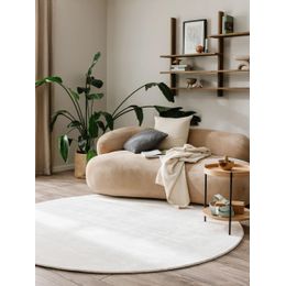 benuta Pure Viskoseteppich Nela Ivory &oslash; 160 cm - Moderner Kurzflor-Teppich f&uuml;r Wohnzimmer