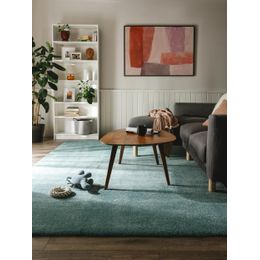 benuta Nest Waschbarer Hochflor Shaggyteppich Melvin T&uuml;rkis 120x170 cm - Hochflor Teppich f&uuml;r Wohnzimmer