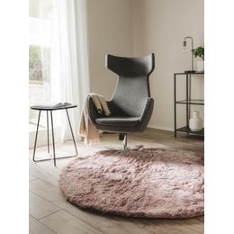 benuta Nest Hochflor Shaggyteppich Whisper Rosa &oslash; 160 cm - Hochflor Teppich f&uuml;r Wohnzimmer