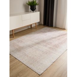benuta Basic Waschbarer Teppich George Beige/Rosa 300x400 cm - Vintage-Stil Teppich im Used-Look