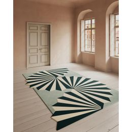 benuta Finest Kurzflor Teppich Pli Gr&uuml;n 250x350 cm - Moderner Kurzflor-Teppich f&uuml;r Wohnzimmer
