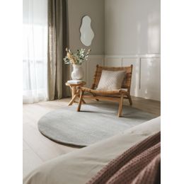 benuta Nest Wollteppich Bent Grau &oslash; 100 cm rund - Naturfaserteppich aus Wolle