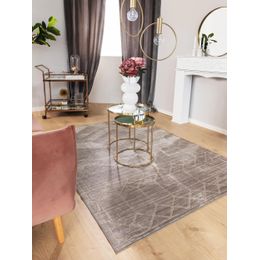benuta Basic Kurzflor Teppich Daisy Grau 140x200 cm - Moderner Kurzflor-Teppich f&uuml;r Wohnzimmer