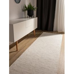benuta Basic Baumwollteppich Ron Cream 80x300 cm - Moderner Kurzflor-Teppich f&uuml;r Wohnzimmer