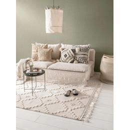 benuta Pop Kurzflor Teppich Oyo Cream 200x290 cm - Moderner Kurzflor-Teppich f&uuml;r Wohnzimmer