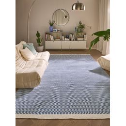 benuta Pure Wollteppich Laura Blau 300x400 cm - Naturfaserteppich aus Wolle