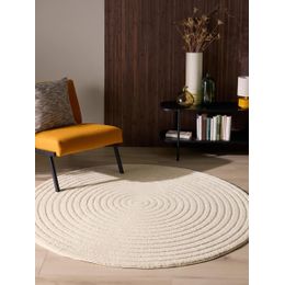 benuta Nest Kurzflor Teppich Rund Eve Cream 200x200 cm - Moderner Kurzflor-Teppich f&uuml;r Wohnzimmer
