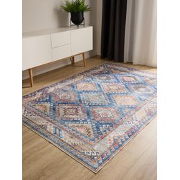 benuta Basic George Blau 60x120 cm - Vintage-Stil Teppich im Used-Look