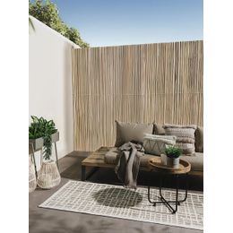benuta Basic In- & Outdoor-L&auml;ufer Flora Grau 80x250 cm - Teppich f&uuml;r Balkon, Terrasse & Garten