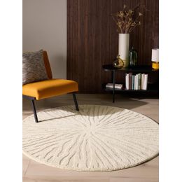 benuta Nest Kurzflor Teppich Rund Eve Cream 160x160 cm - Moderner Kurzflor-Teppich f&uuml;r Wohnzimmer