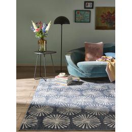 benuta Nest Waschbarer Kurzflor Teppich Milly Anthrazit/Blau 80x150 cm - Moderner Kurzflor-Teppich f&uuml;r Wohnzimmer