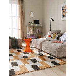 benuta Pop Kurzflor Teppich Marta Multicolor 160x230 cm - Bunter Teppich f&uuml;r Wohnzimmer