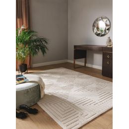 benuta Nest Kurzflor Teppich Eve Cream/Beige 140x200 cm - Moderner Kurzflor-Teppich f&uuml;r Wohnzimmer