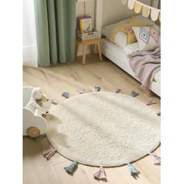 Lytte Waschbarer Kinderteppich Malu Cream &oslash; 80 cm rund - Waschbarer Teppich f&uuml;r Kinderzimmer